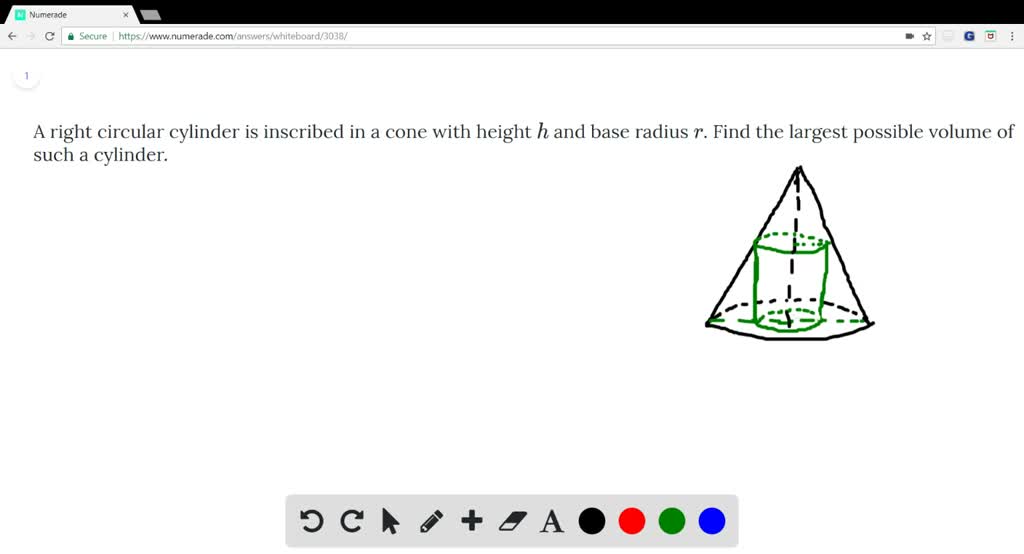 A right circular cylinder is inscribed in a cone with height h̅ and ...