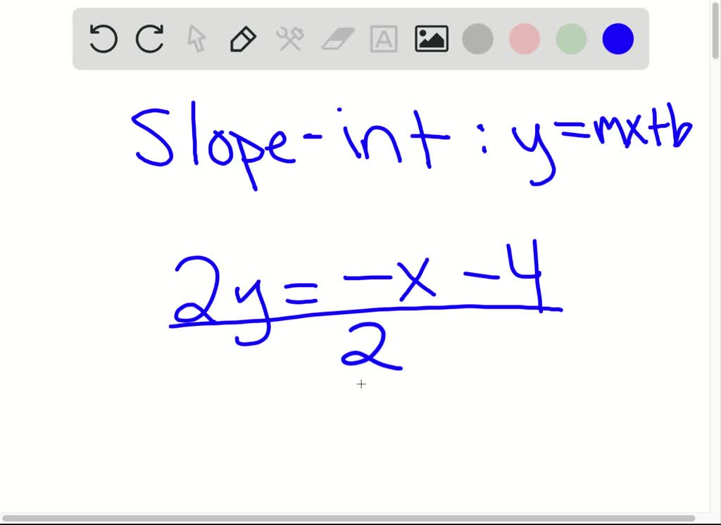 SOLVED:Match equation with one of the graphs shown in Exercises 1-8. x+2 y=-4