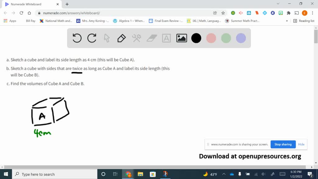 ⏩SOLVED:a. Sketch a cube and label its side length as 4 cm (this ...