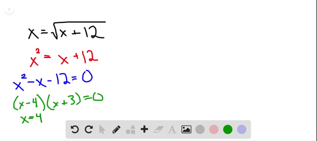 SOLVED:Solve the equation. Check for extraneous solutions. x=√(x+12)