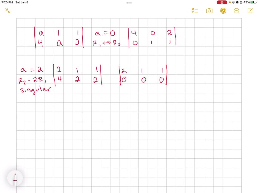 Find three values of a for which elimination breaks down, temporarily ...