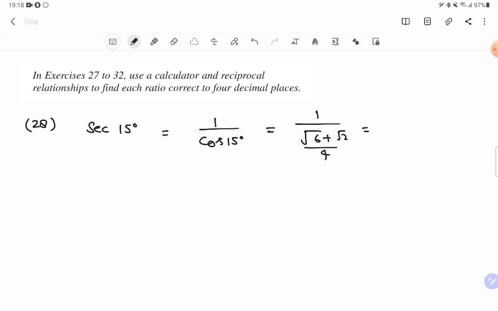 SOLVED:Use a calculator and reciprocal relationships to find each ratio ...