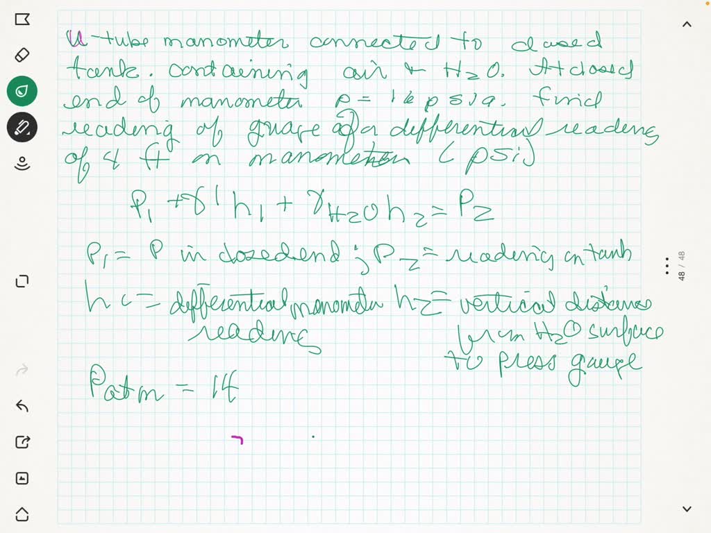 A U-tube manometer is connected to a closed tank containing air and ...