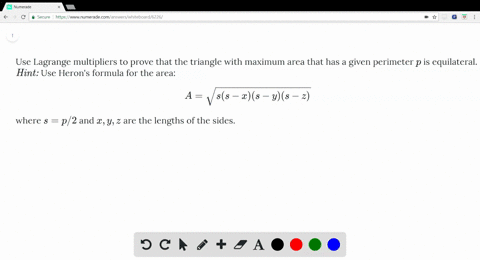 ⏩SOLVED:Use Lagrange multipliers to prove that the triangle with… | Numerade