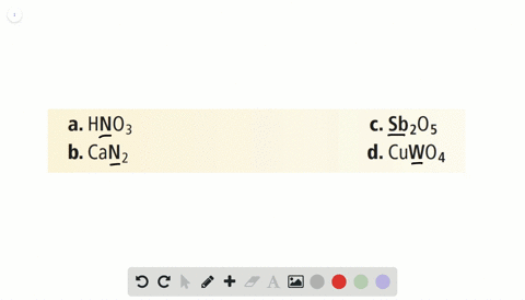 SOLVED:Determine the oxidation number of the boldface element in these compounds. a. HNO 3 c ...