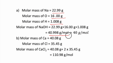 SOLVED:Determine the molar mass of each ionic compound. a. NaOH b. CaCl2 c. KC2 H3 O2