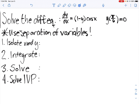 SOLVED:Find the particular solution of the given differential equation for the indicated values ...