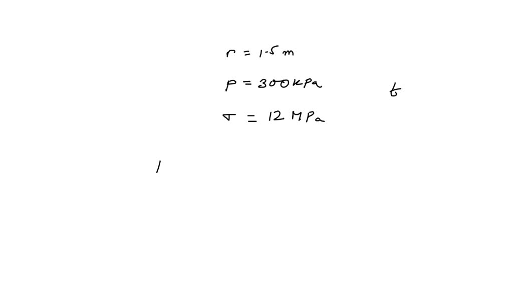 A cylinder has an inside radius of 1.8 m and is subjected to an ...