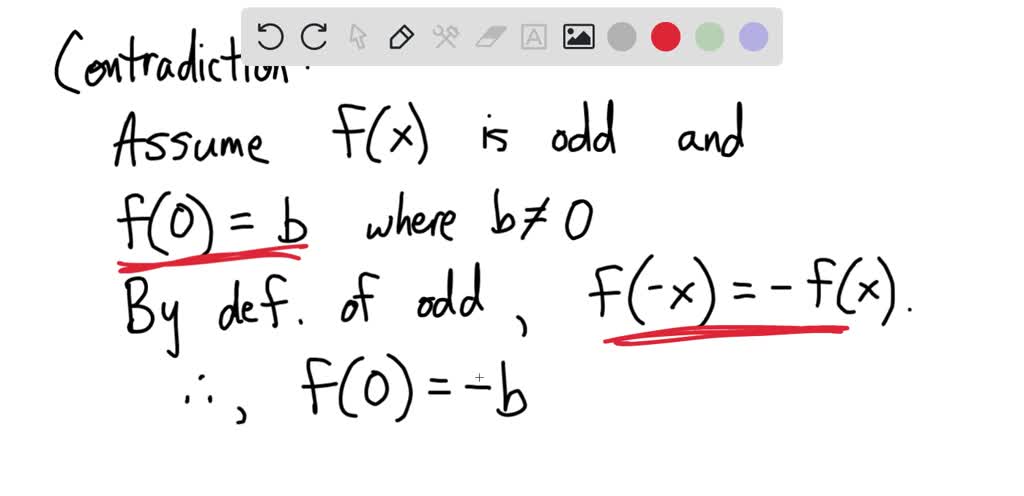⏩SOLVED:Prove that every odd function that is defined at x=0 must… | Numerade