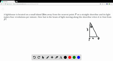 SOLVED:A lighthouse is located on a small island, 3 km away from the ...