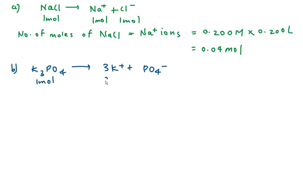 SOLVED:Calculate the number of moles of each ion present in 2.00 ×10^2 ...