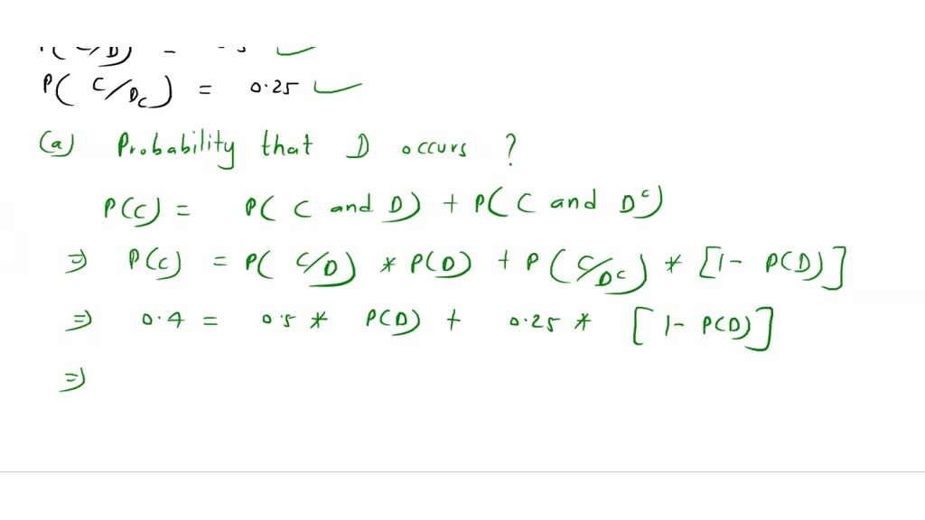 SOLVED:The probability of C is 0.4 . The conditional probability that C ...