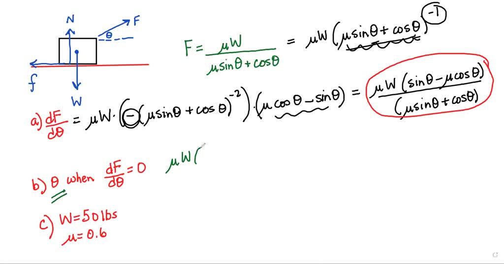 An object with weight W is dragged along a horizontal plane by a force ...