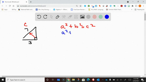 Determine the length of the third side of the right triangle. Write the ...