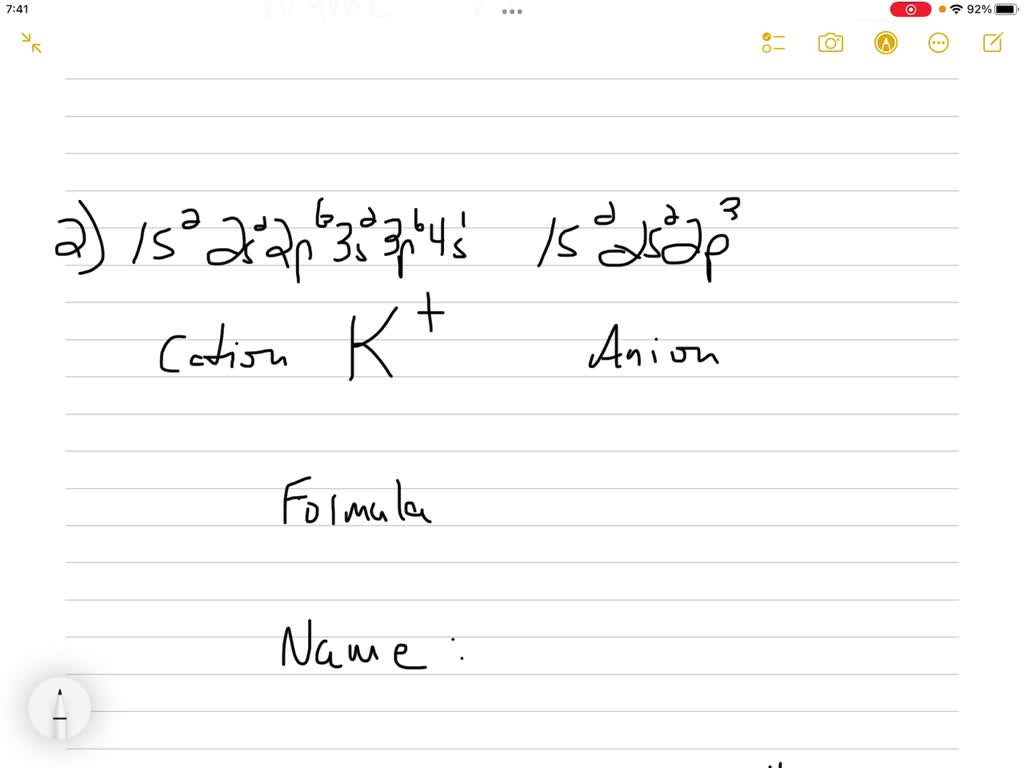 SOLVED:Using each of the following electron configurations, give the formulas of the cation and ...