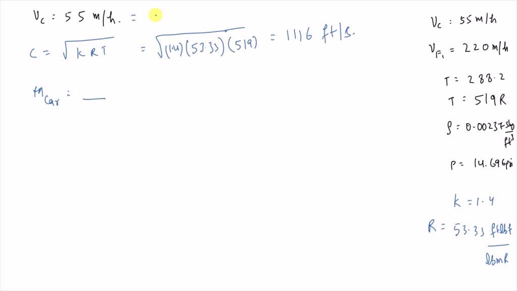 SOLVED:Find the ratio of static to total pressure for a car moving at ...