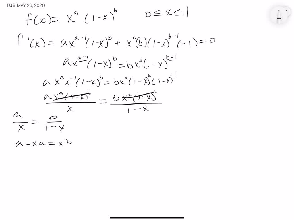 SOLVED If A And B Are Positive Numbers Find The Maximum Value Of F x 