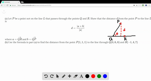 SOLVED:(a) Let P be a point not on the line L that passes through the points Q and R . Show that ...