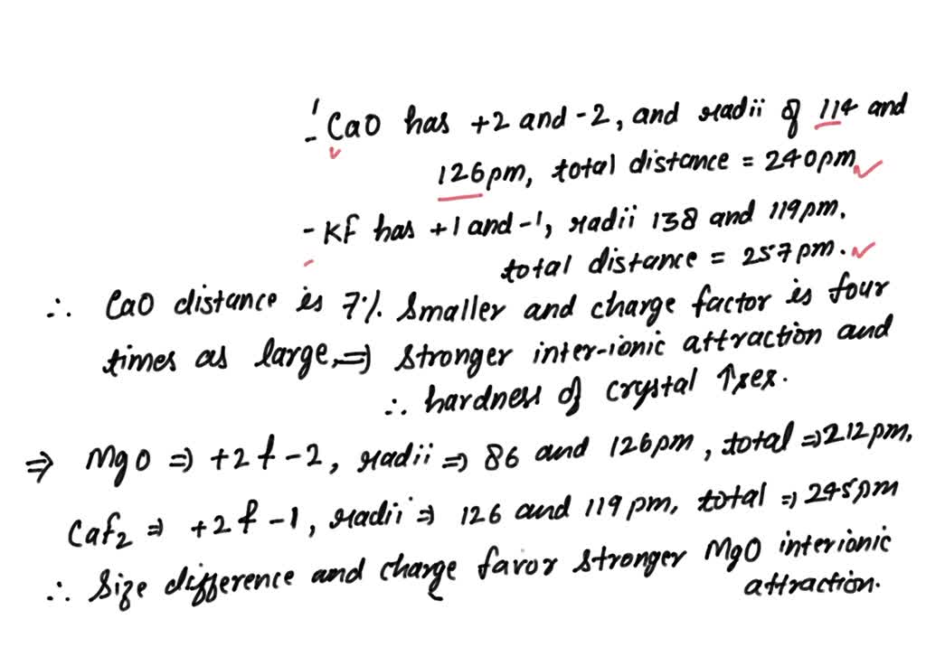 SOLVED:CaO is harder and has a higher melting point than KF, and MgO is ...