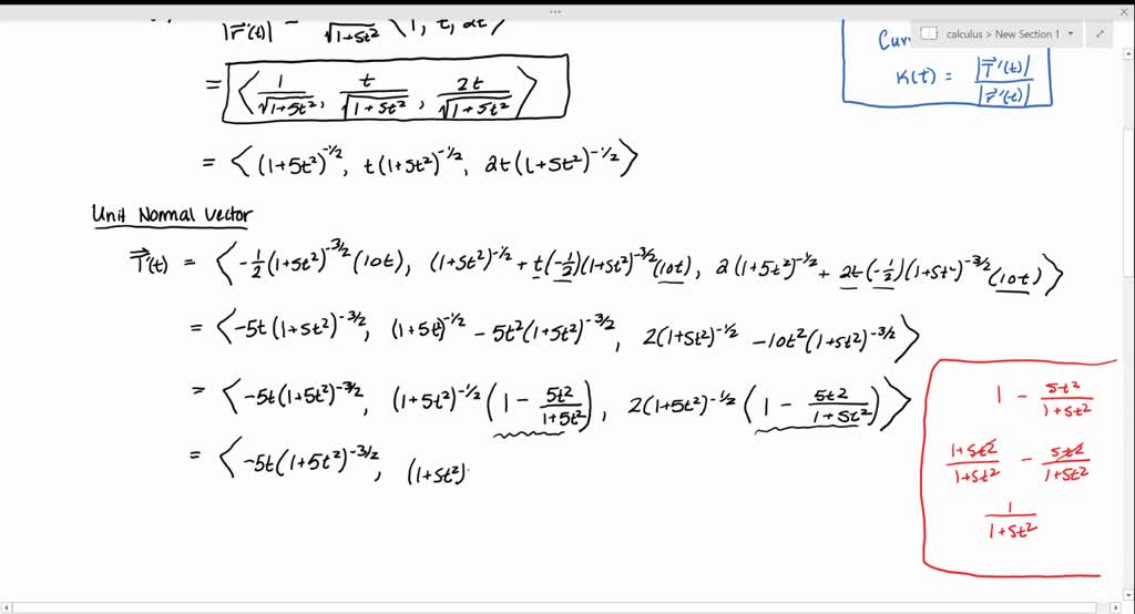 SOLVED:(a) Find the unit tangent and unit normal vectors 𝐓(t) and 𝐍(t ...