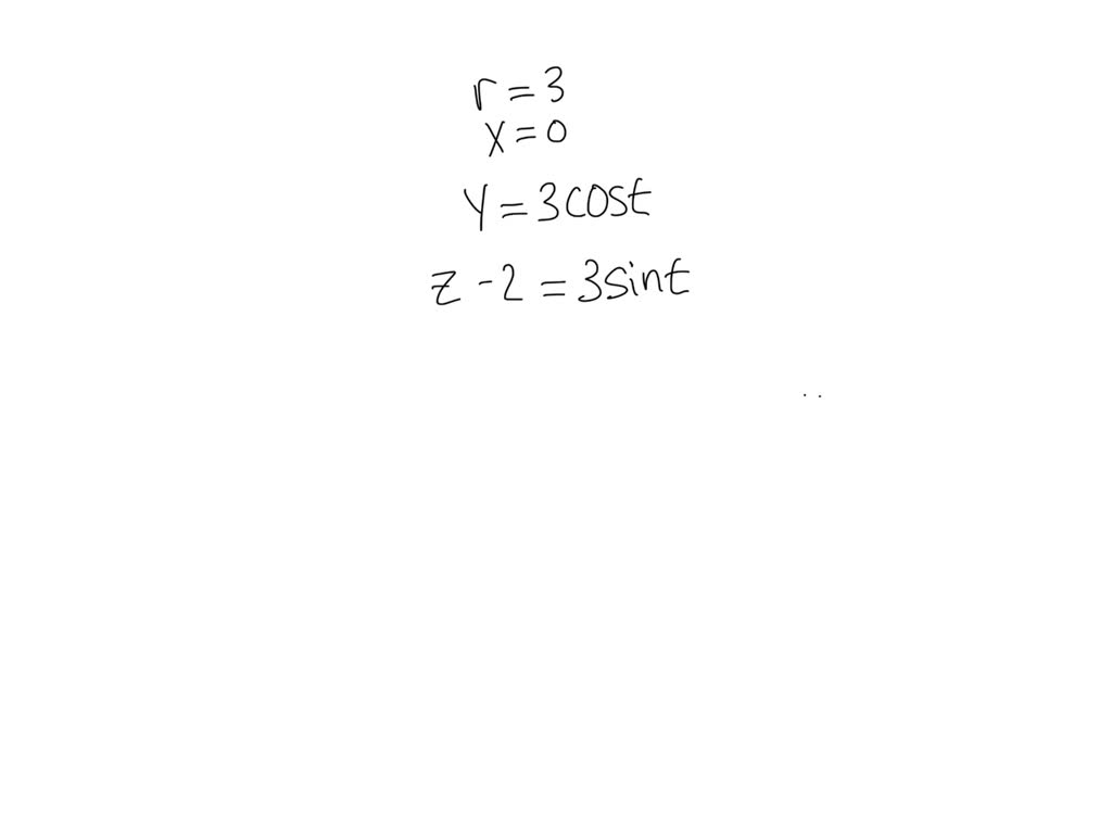 Find a parameterization for the curve. The circle of radius 3 in the y z -plane, centered at the ...