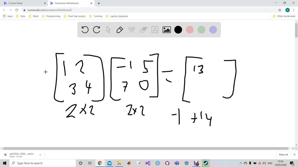 SOLVED Find Each Matrix Product If Possible 1 2 3 4 1 5 7 0 