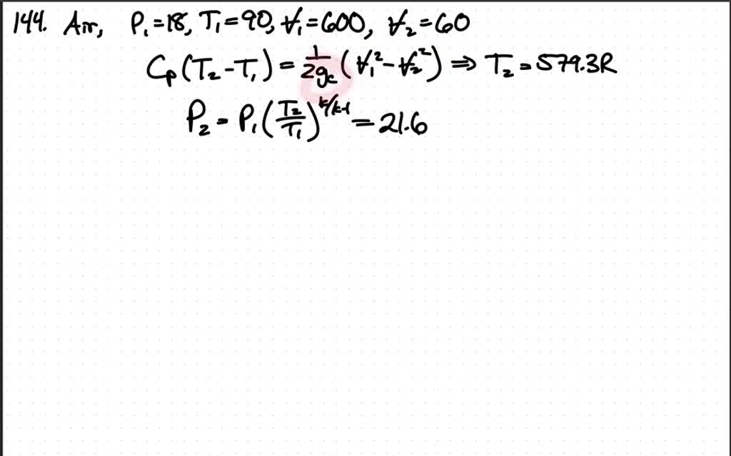 SOLVED:A subsonic diffuser flow is steady and adiabatic with inlet Mach number M1=0.6. Total ...