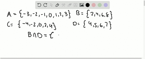 SOLVED:Determine the intersection and union of sets A, B, C, and D as ...