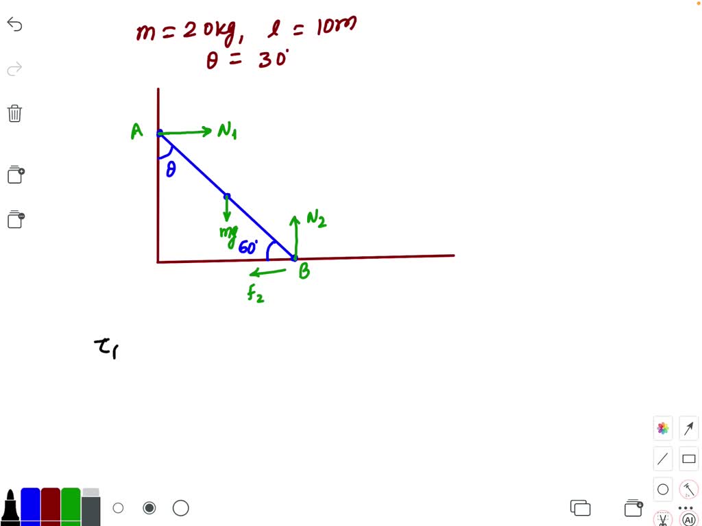 SOLVED Forces On Ladtler A Ladder Of Mass 20 Kg And Length 10 M Rests