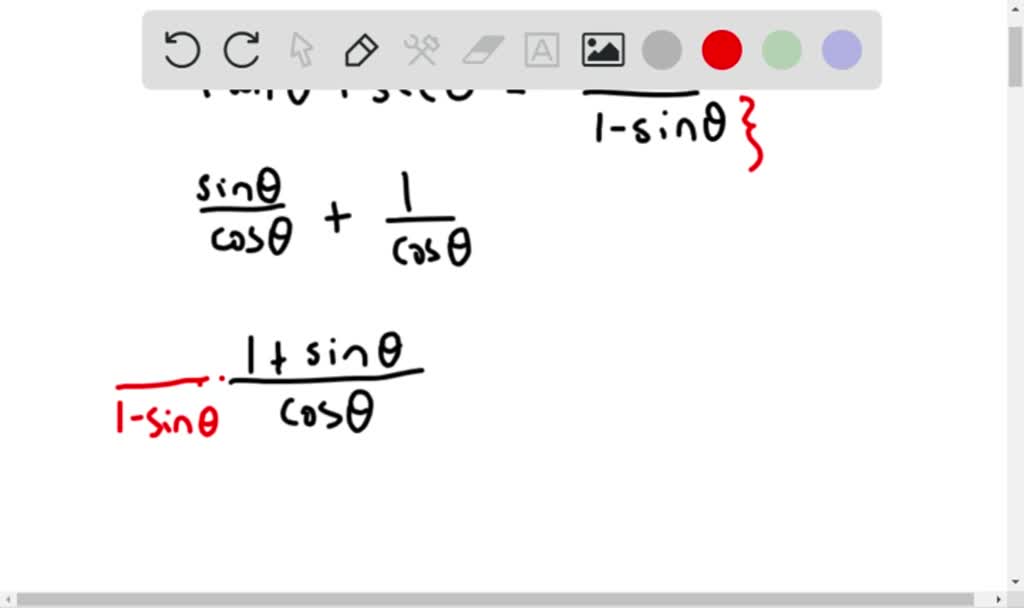 SOLVED:Show that the functions f and g are identically equal. f(θ)=tanθ+secθ g(θ)=(cosθ)/(1-sinθ)