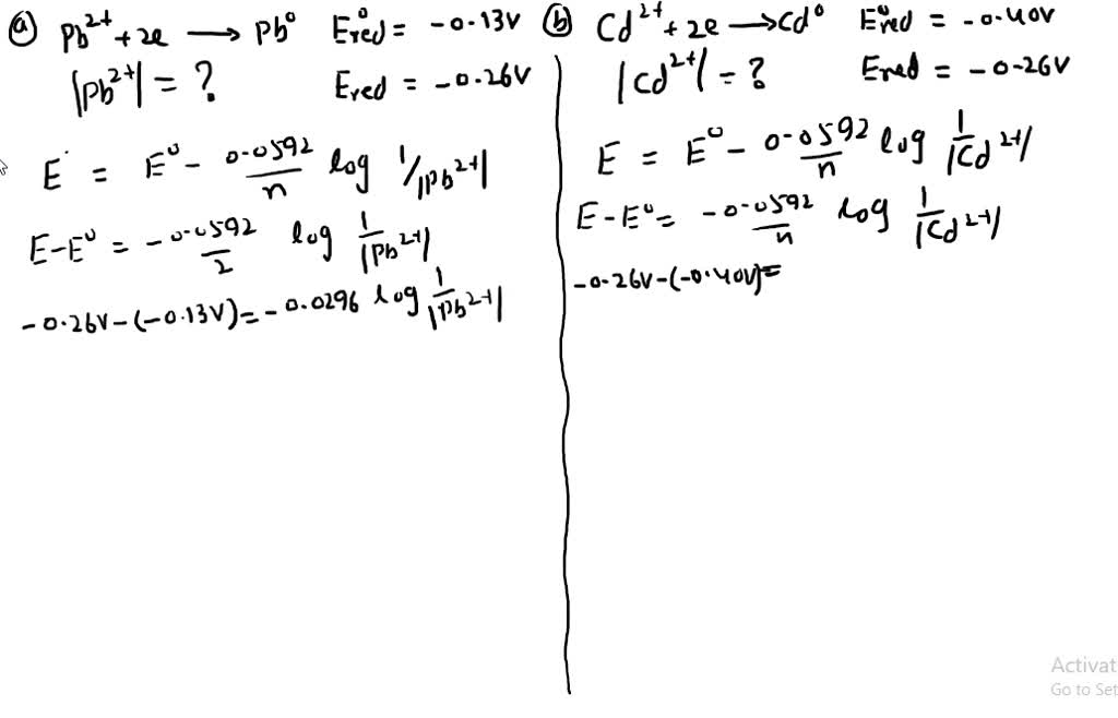 SOLVED:Standard reduction potentials for the Pb^2+ / Pb and Cd^2+ / Cd ...