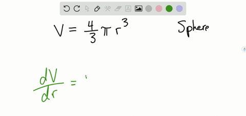 SOLVED:Find each derivative. (d V)/(d r) if V=(4)/(3) πr^3