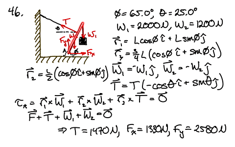 SOLVED:The uniform boom shown below weighs 3000 N. It is supported by ...