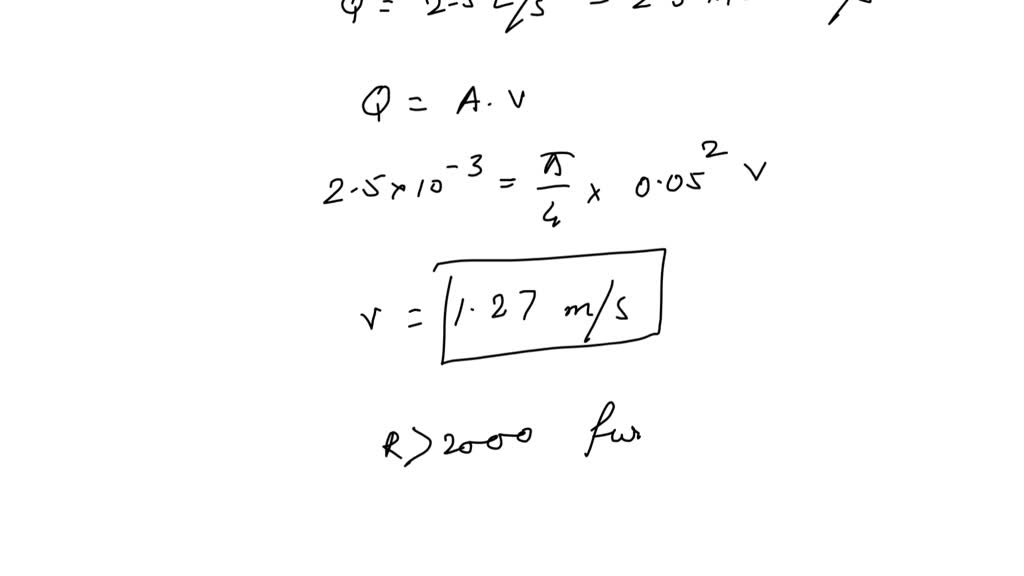 SOLVED: Calculate the Reynolds number for a fluid of density 900 kg ·m^-3 and dynamic viscosity ...