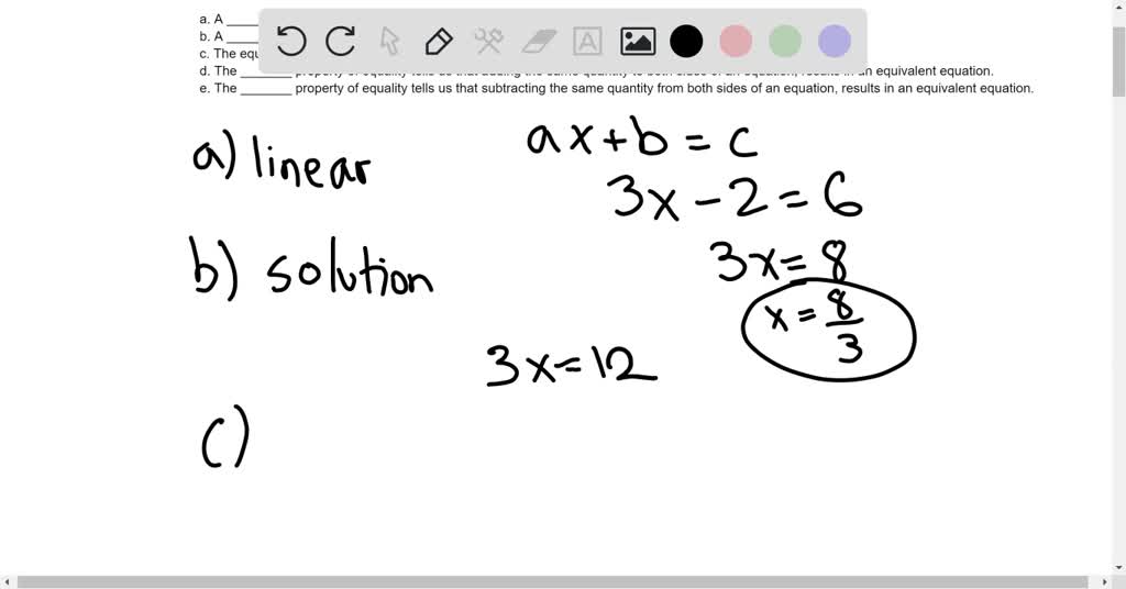 SOLVED:An equation describes a relationship where a. the numbers and ...