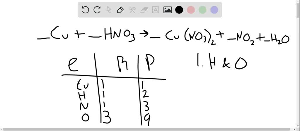 SOLVED:Consider the following balanced reaction: Cu + 4HNO3 →→ Cu(NO3)2 ...