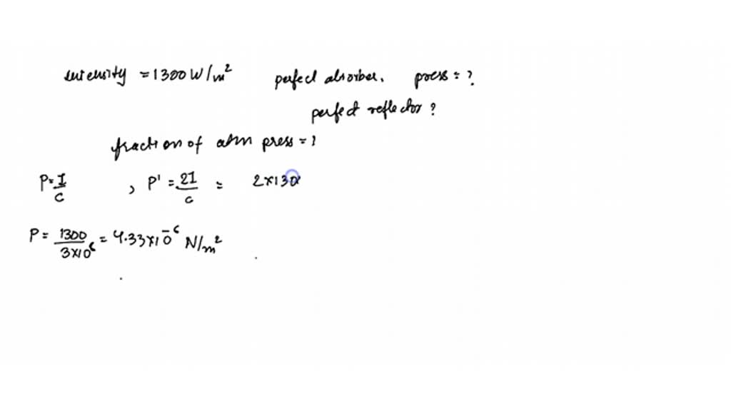 The intensity of sunlight hitting the earth is about 1300 W / m^2. If ...