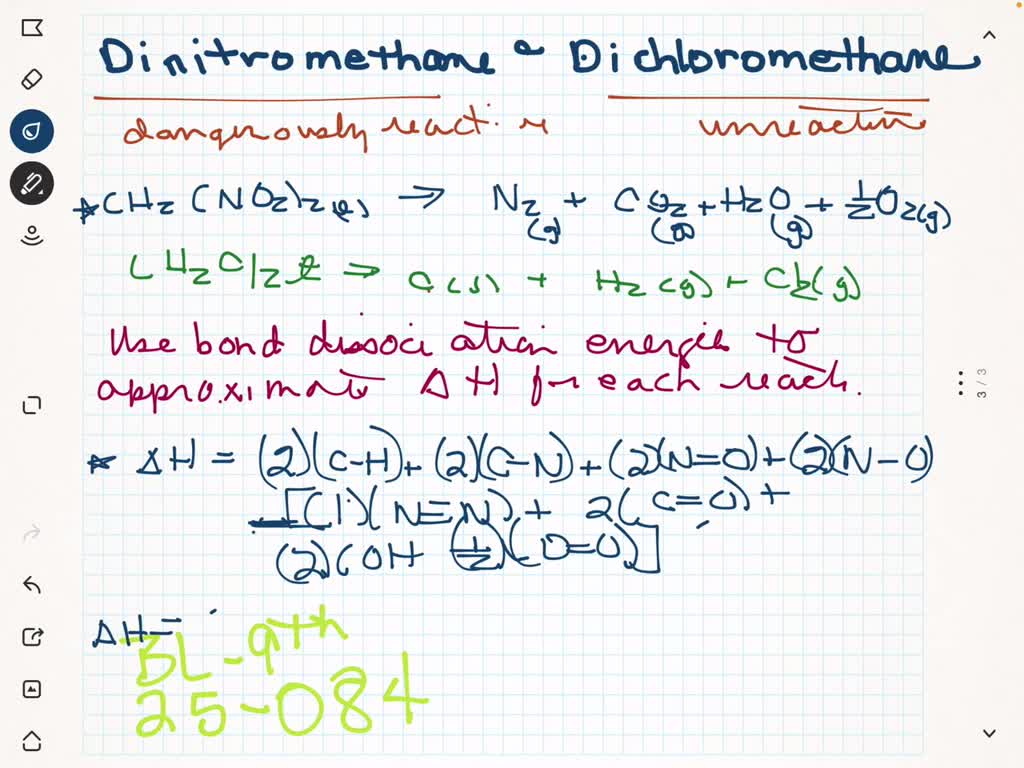 SOLVED:Dinitromethane, CH2(NO2)2, is a dangerously reactive substance ...