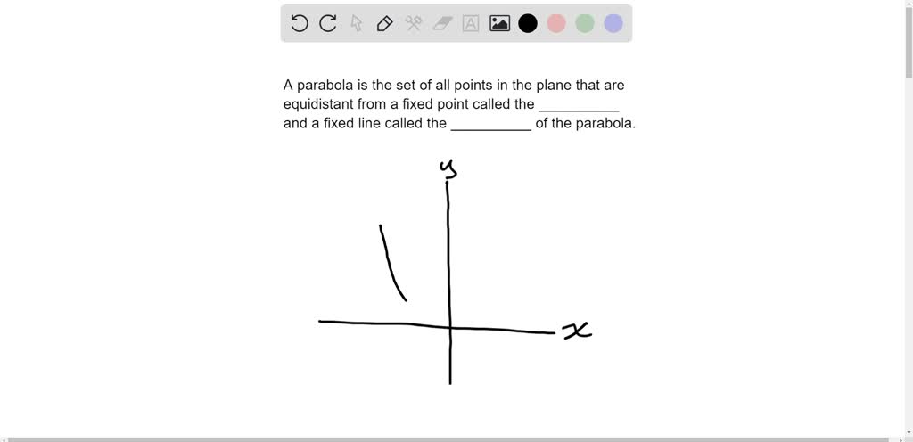 SOLVED:A parabola is the set of all points in the plane that are equidistant from a fixed point ...