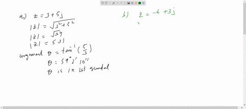 SOLVED:Express in polar form: (a) 3+/ 5 (b) -6+/ 3 (c) -4-15