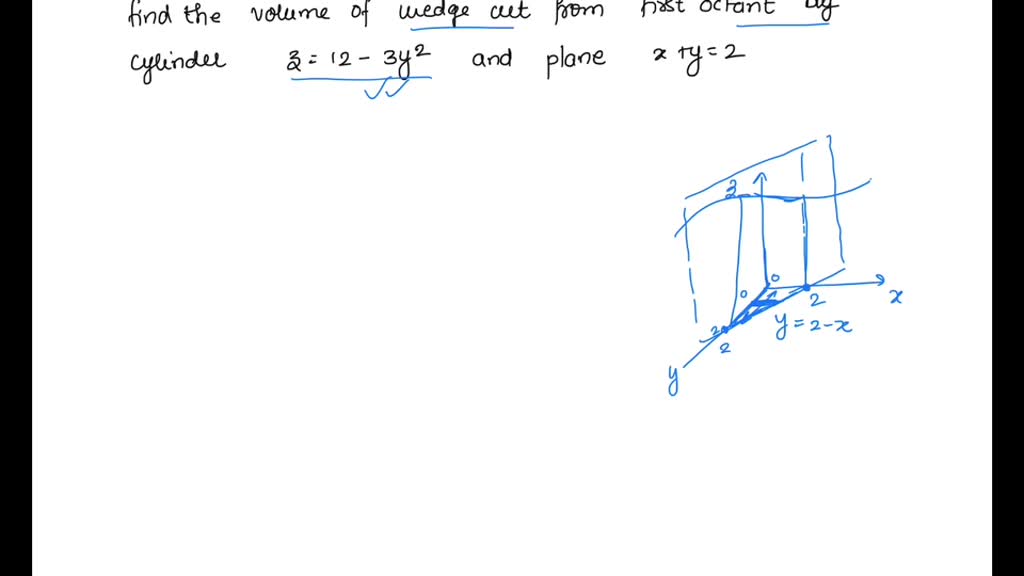 SOLVED Find The Volume Of The Wedge Cut From The First Octant By The