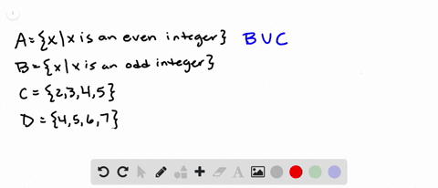 SOLVED:If A={x | x is an even integer }, B={x | x is an odd integer } C ...