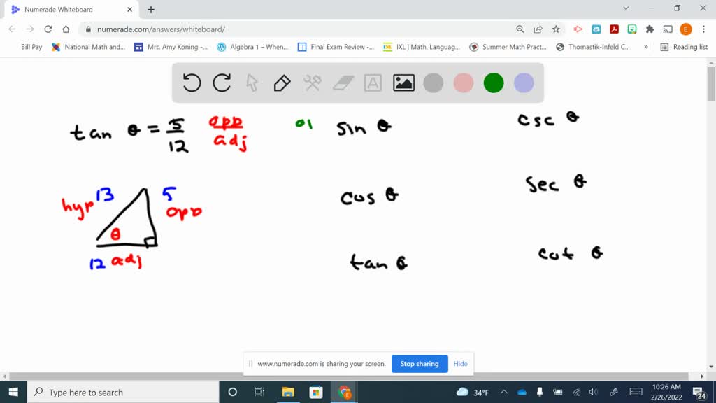 SOLVED:Using the fundamental relations, find the possible values of the functions of θ, given ...