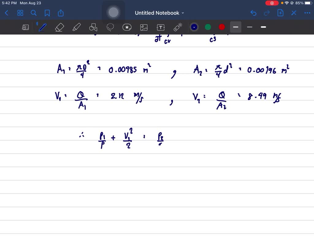 SOLVED:A Venturi meter installed along a water pipe consists of a ...