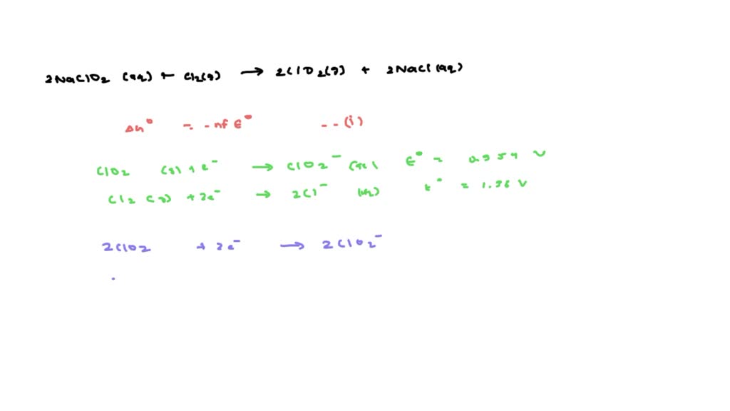 Chlorine dioxide (ClO2), which is produced by the reaction 2 NaClO2(a q ...