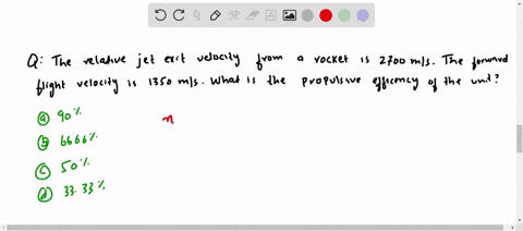 The relative jet exit velocity from a rocket is 2700 m / s . The ...