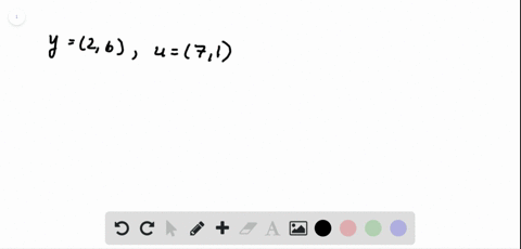 SOLVED:Let 𝐲=[ 2 6 ] and 𝐮=[ 7 1 ] . Write 𝐲 as the sum of a vector in Span{𝐮} and a vector ...