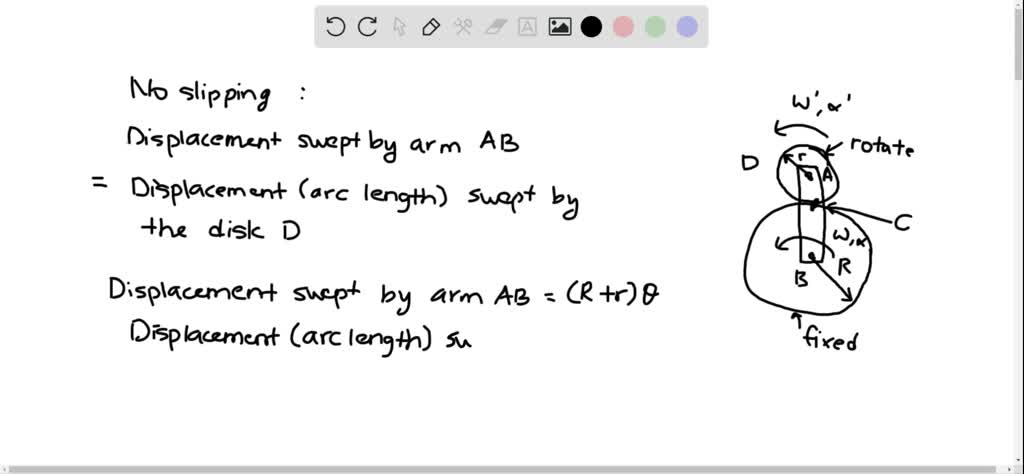 SOLVED:Arm A B has an angular velocity of ωand an angular acceleration of α. If no slipping ...