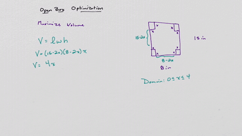 SOLVED:You are planning to make an open rectangular box from an 8 -in ...