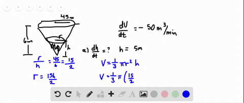 ⏩SOLVED:- A draining conical reservoir Water is flowing at the rate ...